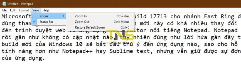 Notepad - những tính năng mới trên phiên bản Windows 10 Build 17713
