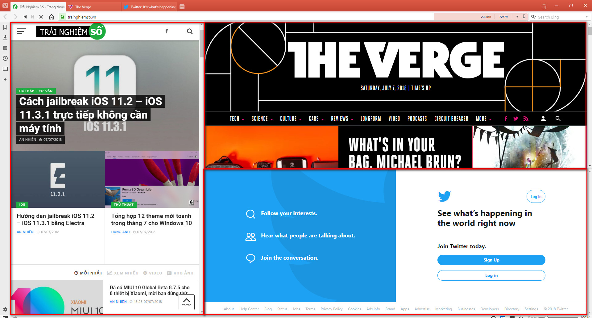 Duyệt nhiều trang web trên một màn hình với tính năng Tab Tiling trình ...