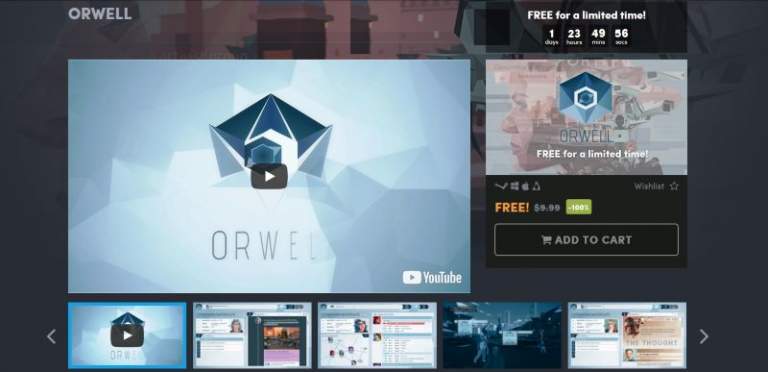 Đang miễn phí game Orwell, trị giá 120 ngàn đồng