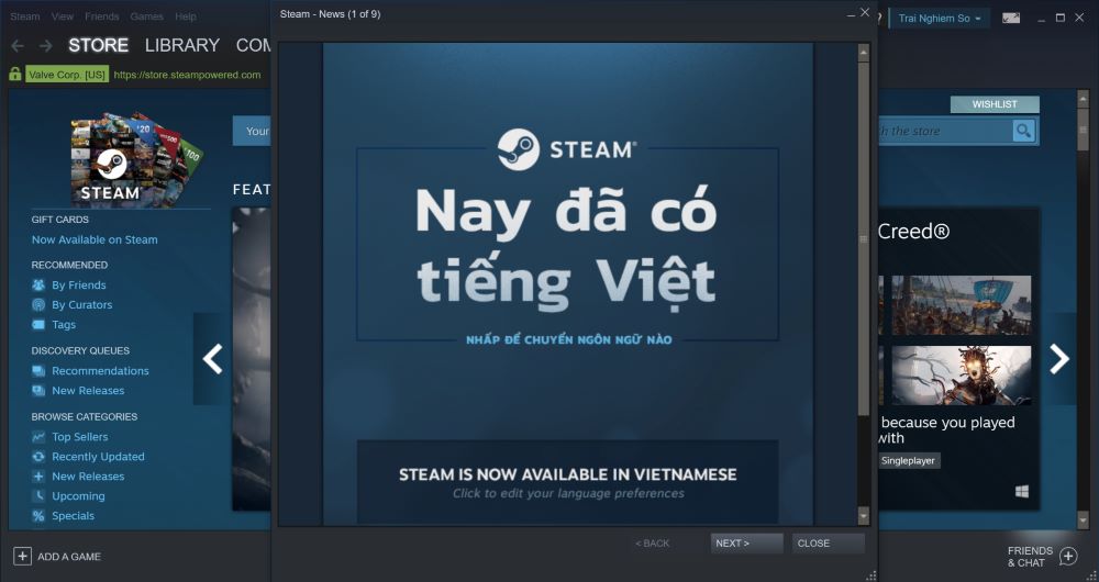 Steam chính thức hỗ trợ giao diện tiếng Việt, mời bạn trải nghiệm
