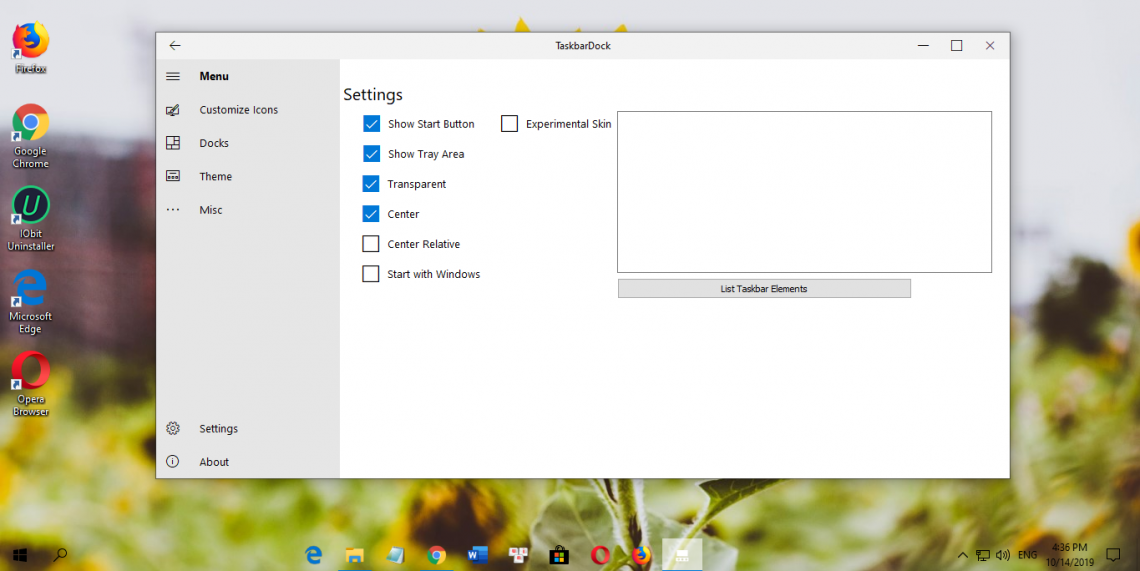 Dùng TaskbarDock làm trong suốt thanh tác vụ Windows 10