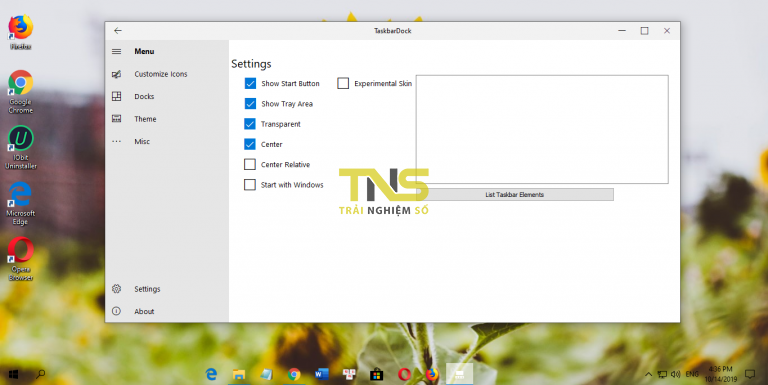 Dùng TaskbarDock làm trong suốt thanh tác vụ Windows 10