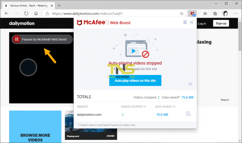 McAfee® Web Boost: ngăn video tự động phát trên Chrome