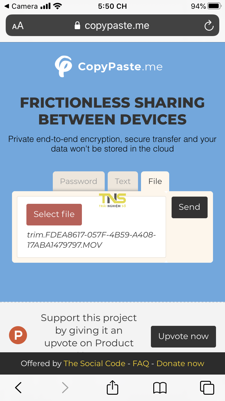 CopyPaste.me: Gửi file, văn bản, mật mã đa nền tảng và tự hủy