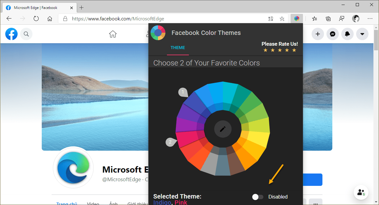 Cách đổi theme cho Facebook trên Microsoft Edge Chromium