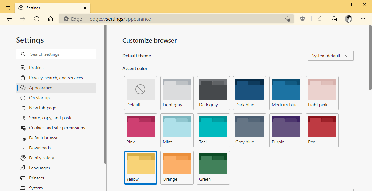Cách bật 14 theme có sẵn trong Microsoft Edge