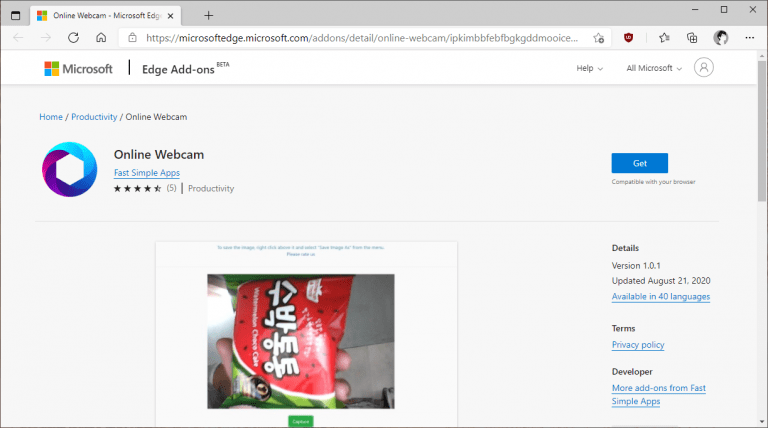 Online Webcam: theo dõi và chụp hình trên Microsoft Edge