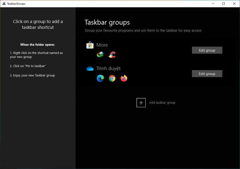Taskbar Groups: Gom ứng dụng Windows 10 trong thư mục giống iOS, Android