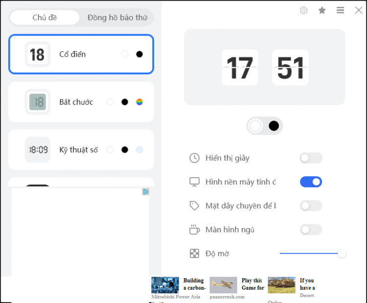 Desktop digital clock: Biến màn hình desktop thành đồng hồ điện tử