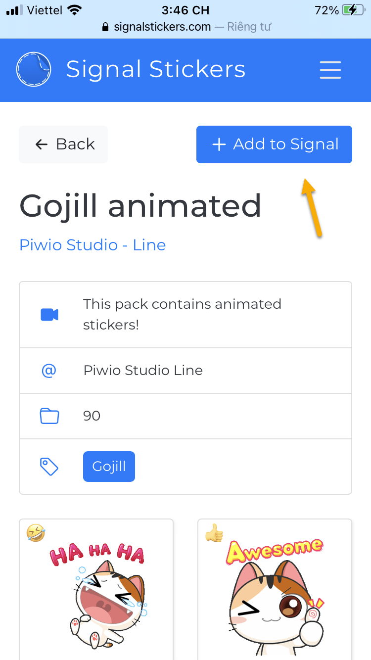 Hướng dẫn cài đặt nhãn dán trong ứng dụng Signal