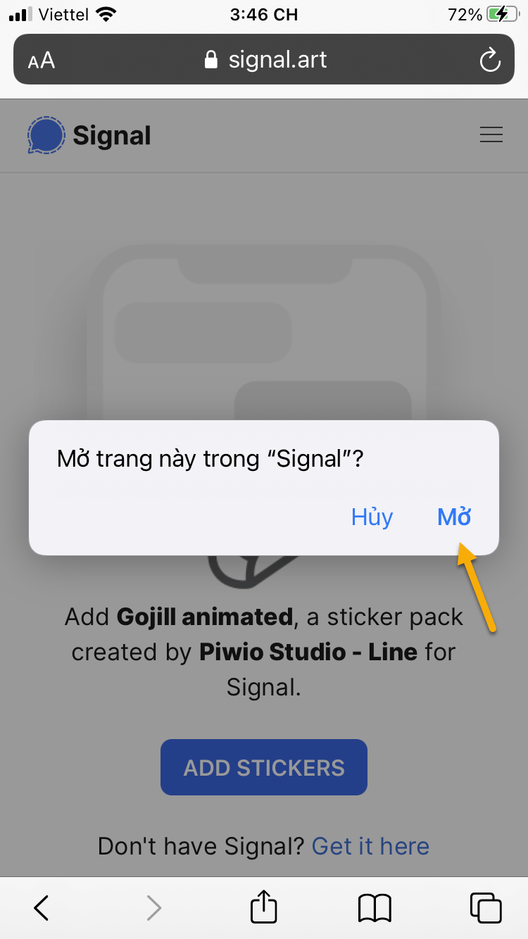 Hướng dẫn cài đặt nhãn dán trong ứng dụng Signal