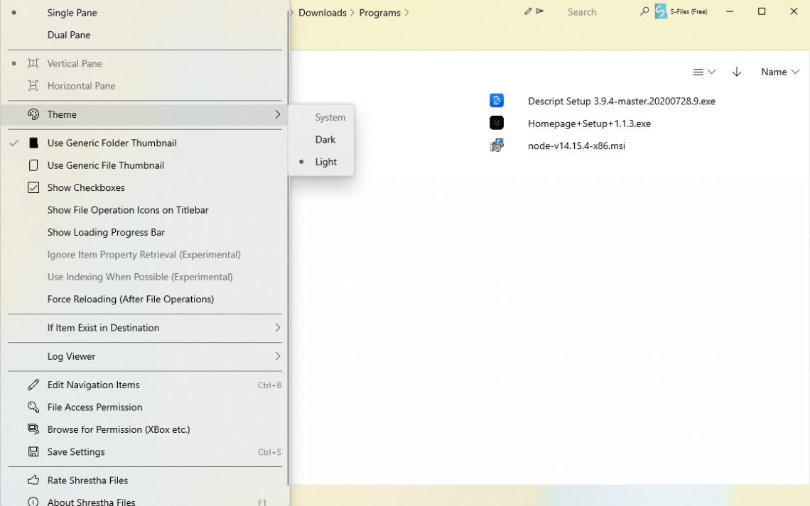 Shrestha Files Free: Quản lý file Windows 10 trong giao diện Fluent 2 cột