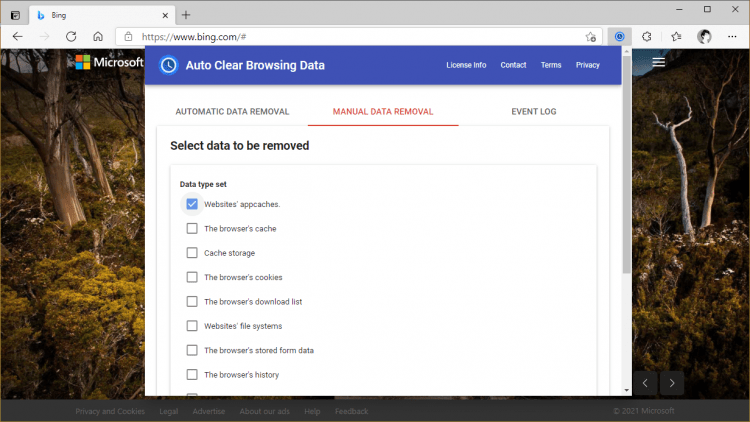 Auto Clear Browsing Data: xóa lịch sử duyệt web tự động