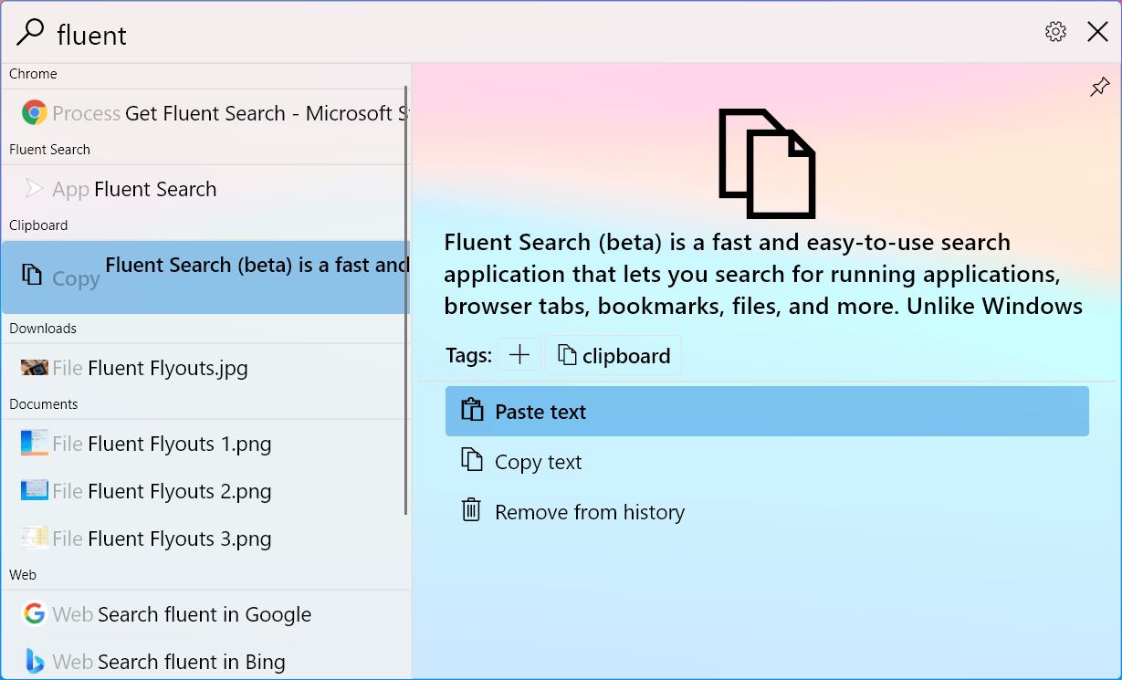 Tìm kiếm trên Windows 10 với Fluent Search thật tuyệt vời