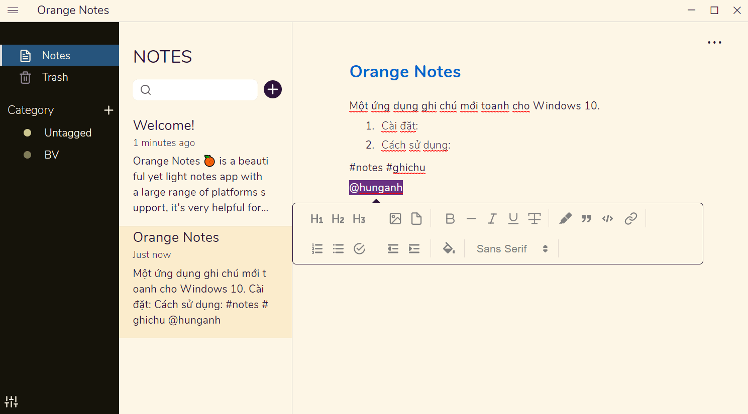 Orange Notes: Ứng dụng ghi chú có chế độ đọc Focus