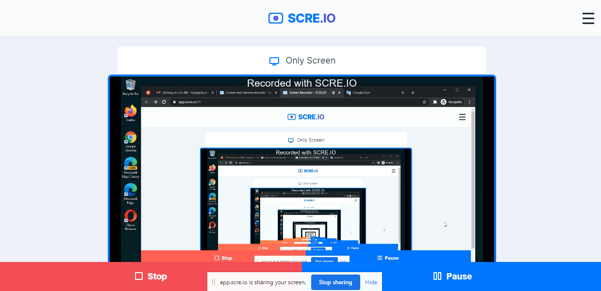 Scre.io: Quay video màn hình không giới hạn