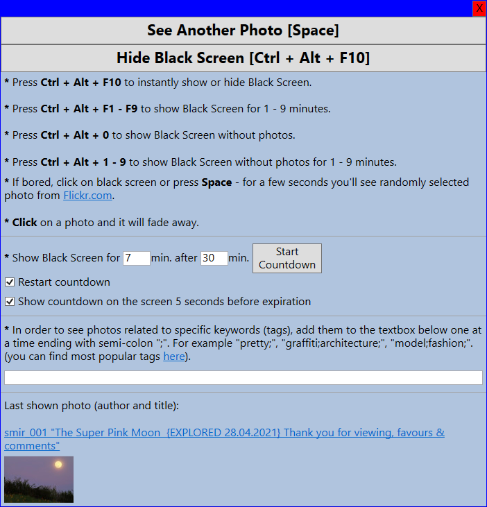 Black Screen: Ứng dụng giúp bạn thư giãn, trình chiếu ảnh Flickr
