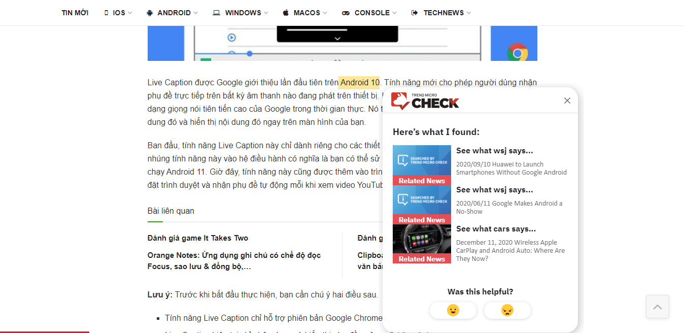 Trend Micro Check: Chặn quảng cáo, trang web lừa đảo, kiểm tra thông tin