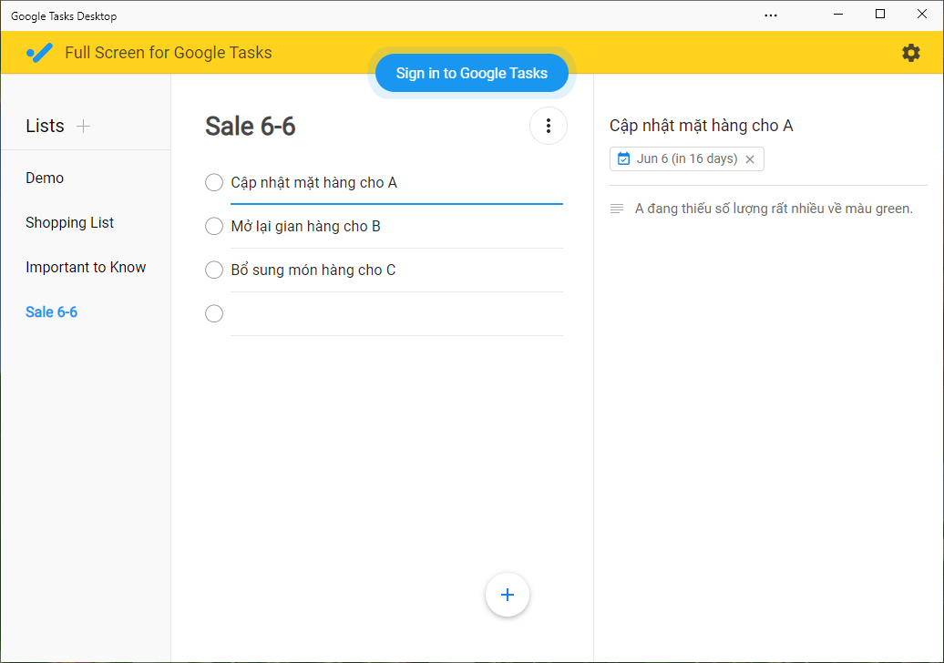 Tìm hiểu thêm về Google Tasks và ứng dụng Full Screen