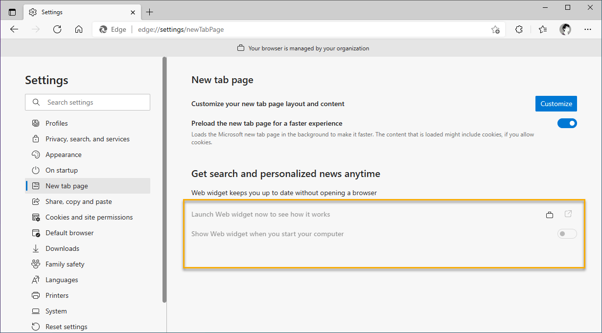 Cách tắt Web Widget trên Windows 10