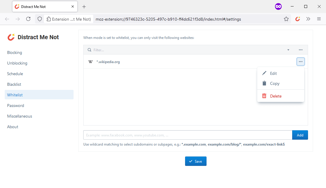 Distract Me Not: Chặn, mở chặn trang web tự động trên trình duyệt