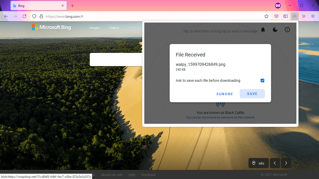 Cách nhận, chia sẻ tập tin với Snapdrop từ tab bất kỳ trên trình duyệt
