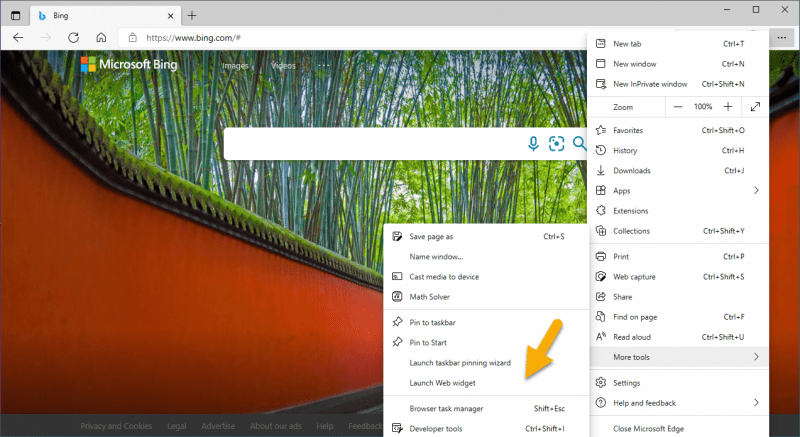 Cách sử dụng Web Widget trên Microsoft Edge