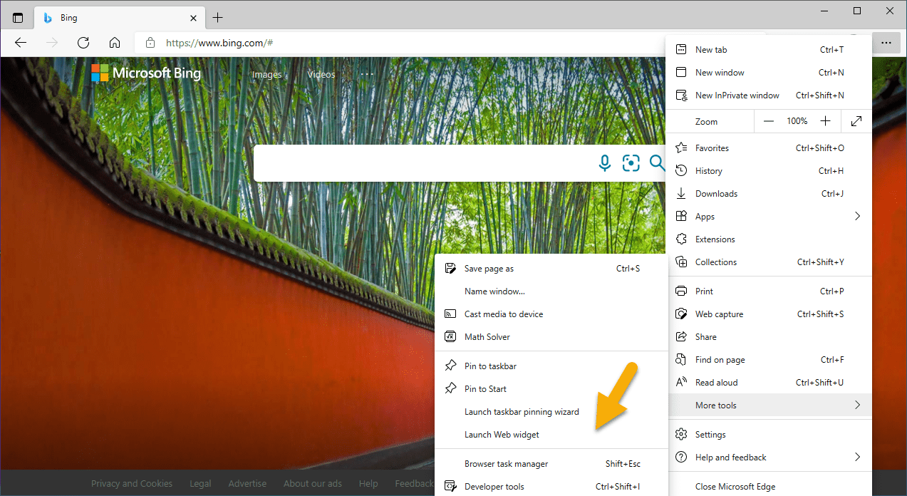 Cách sử dụng Web Widget trên Microsoft Edge