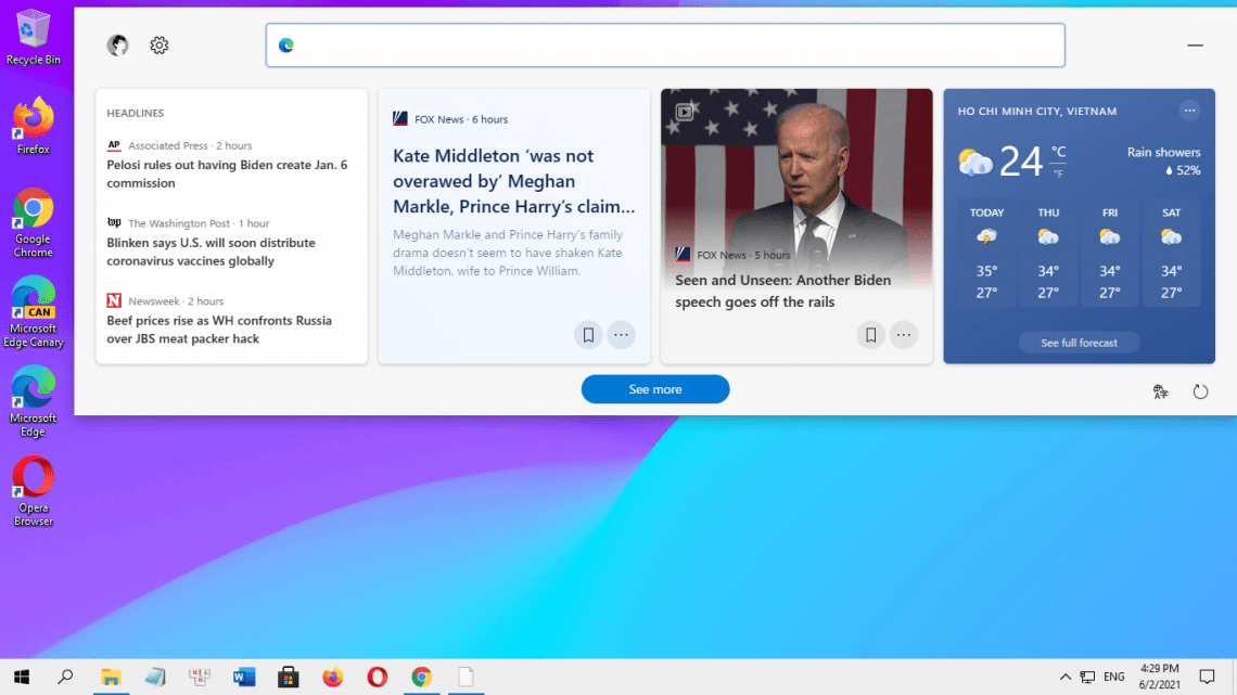 Cách sử dụng Web Widget trên Microsoft Edge