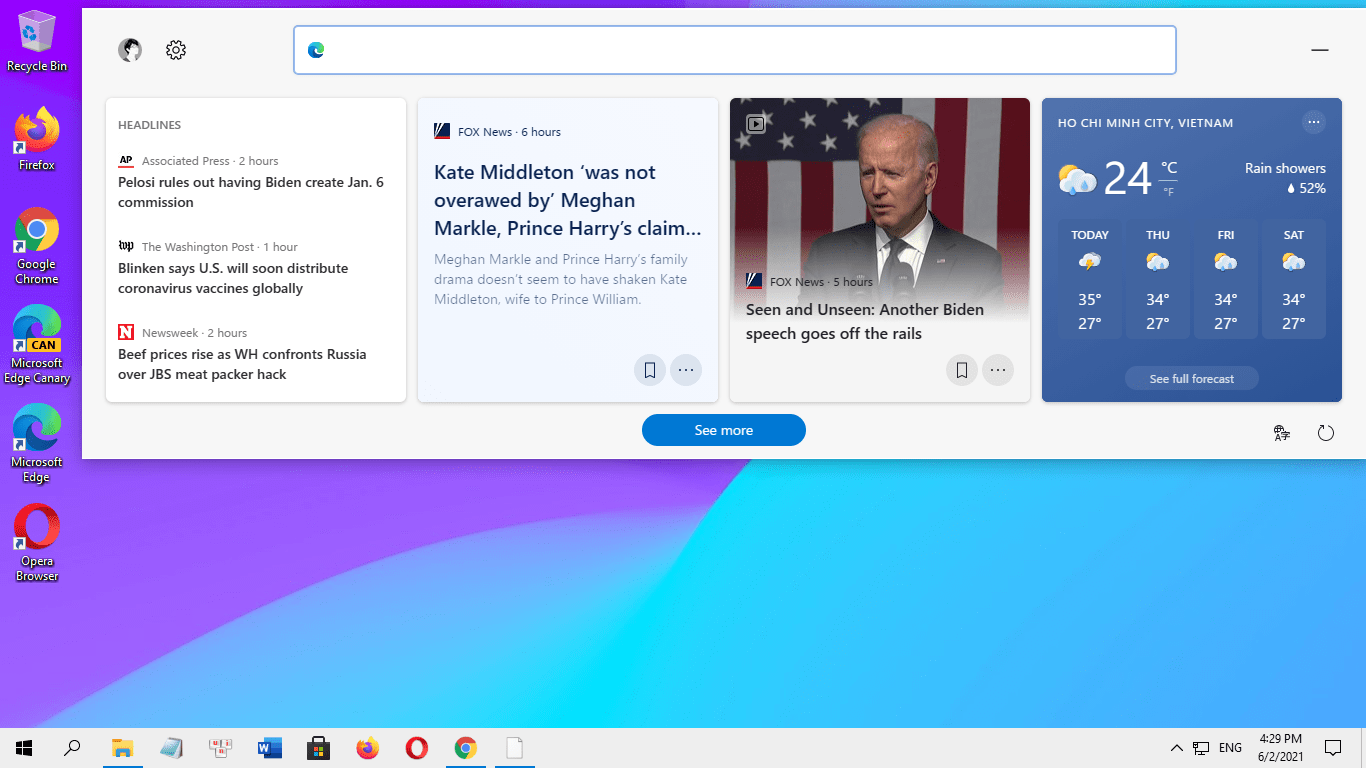Cách sử dụng Web Widget trên Microsoft Edge