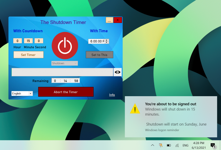 Cách tắt máy tính Windows 10 tự động bằng The Shutdown Timer