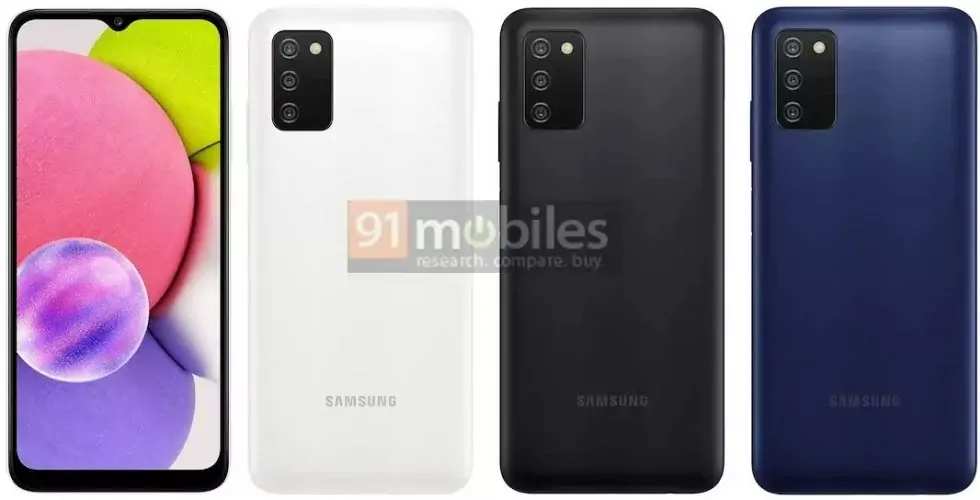 Samsung Galaxy A03s lộ ảnh render