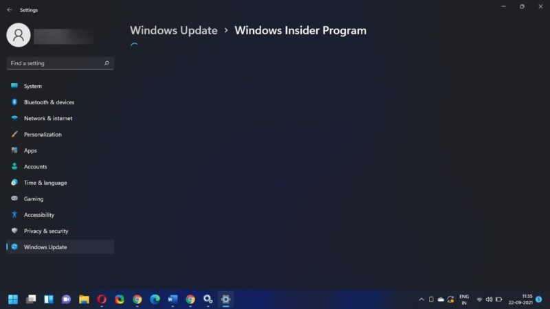 Khắc phục lỗi giao diện trống của Windows Insider Program trong Settings
