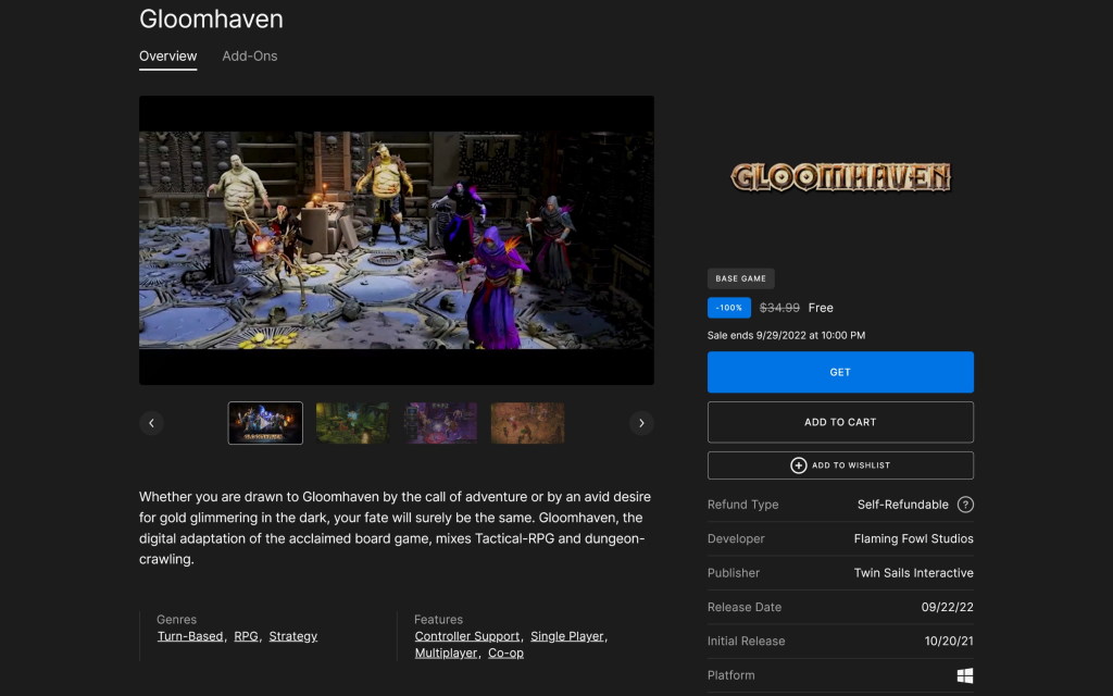 Đang miễn phí 2 game Gloomhaven và ARK: Survival Evolved rất hay cho PC
