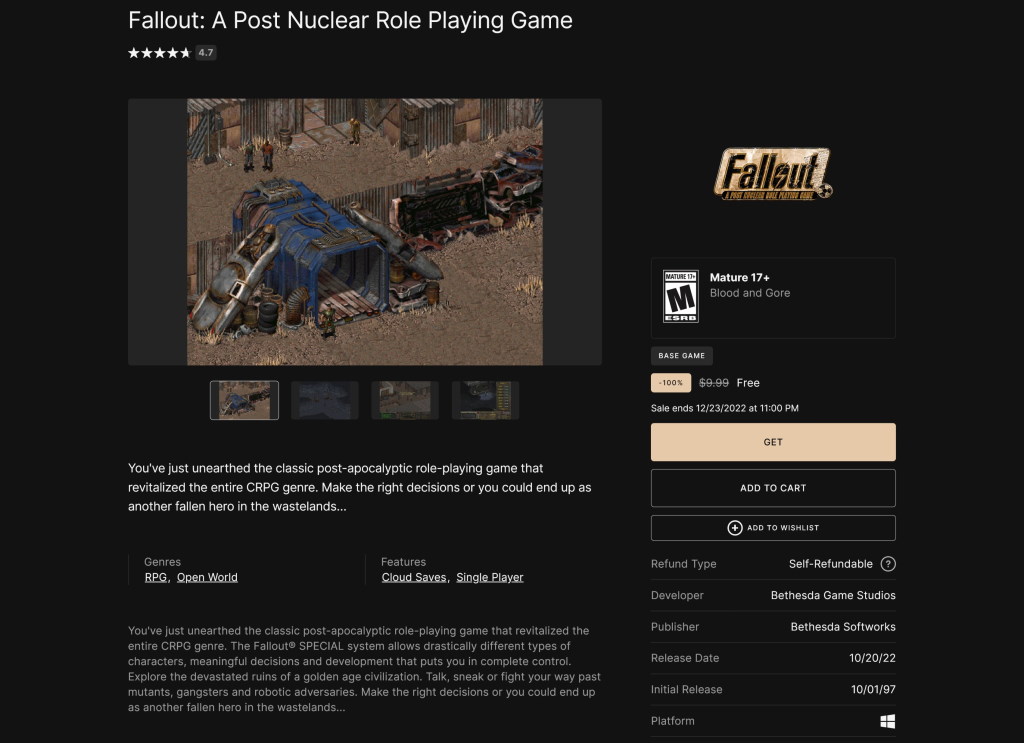 Đang miễn phí 3 game Fallout, Fallout 2, Fallout Tactics chỉ 24 tiếng ...