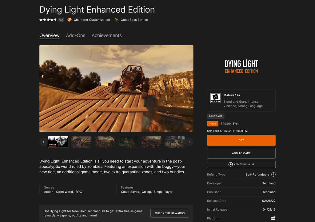 Đang miễn phí 2 game Dying Light Enhanced Edition và Shapez cho PC