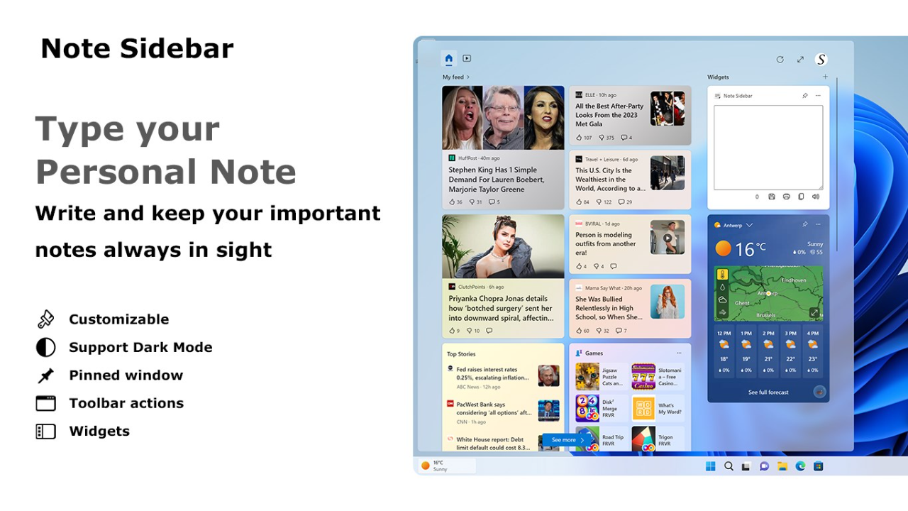 Note Sidebar: Tiện ích ghi chú cho Widgets Windows 11