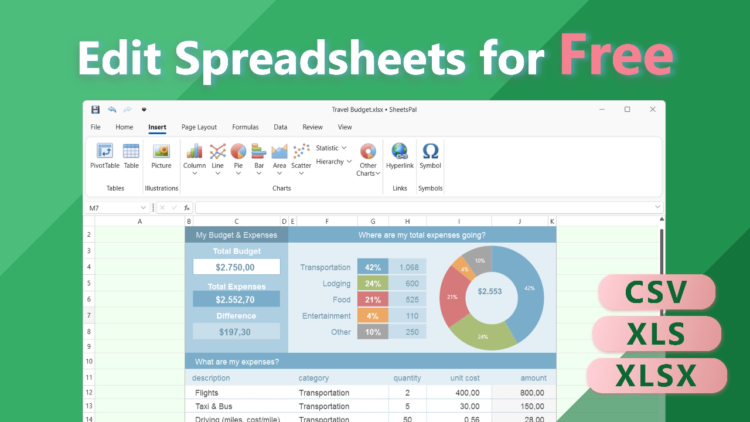 SheetsPal: Ứng dụng chỉnh sửa bảng tính như Microsoft Excel