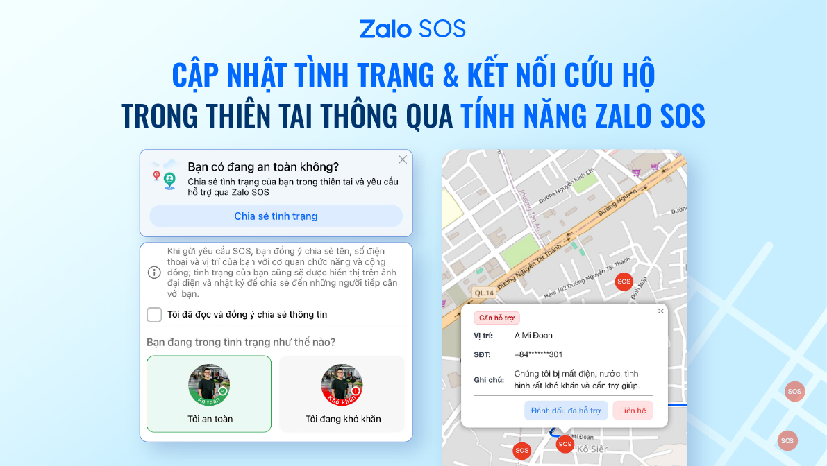 Zalo SOS cấp tốc triển khai tính năng mới trong 24 giờ: Ra mắt bản đồ ...